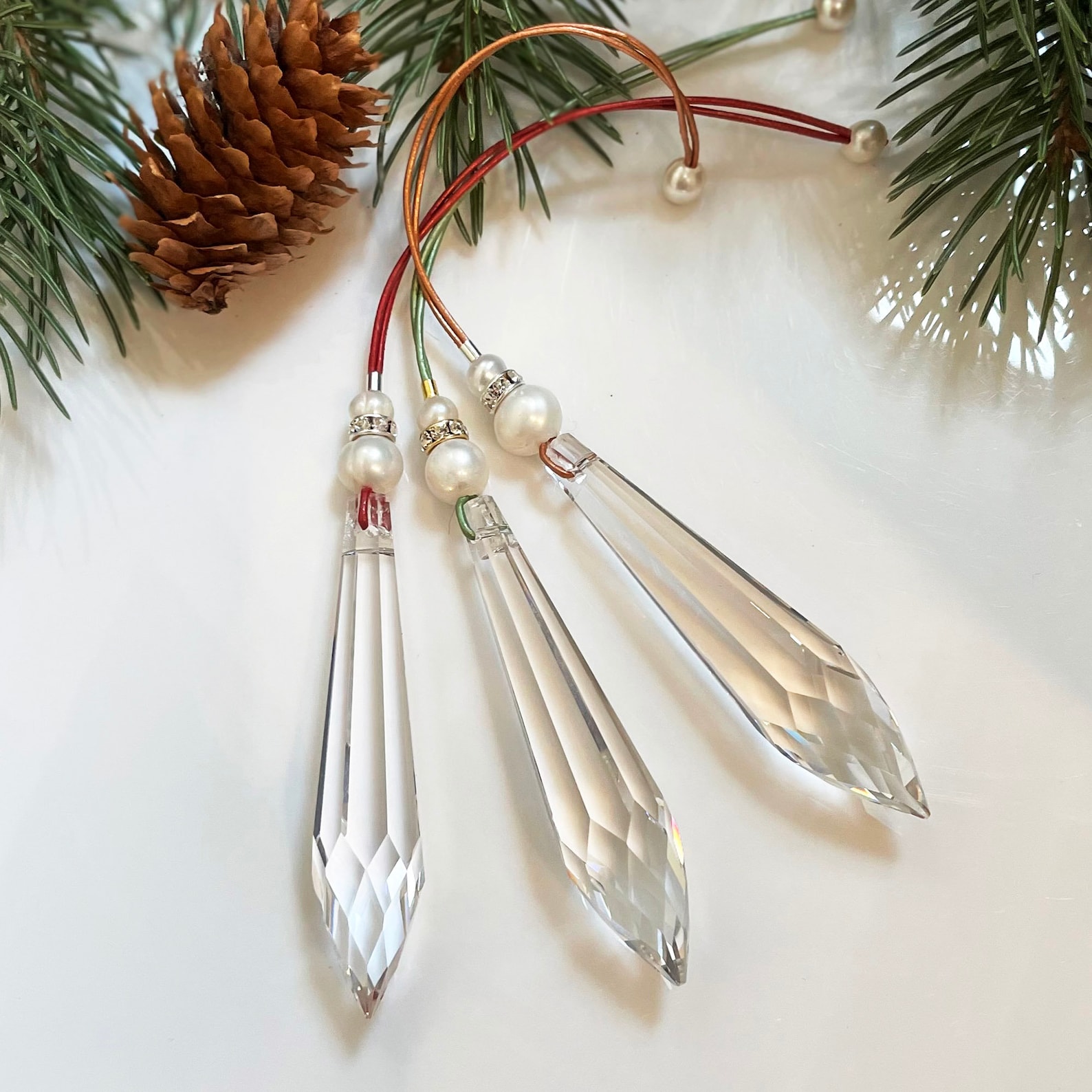 Glass Prism Christmas Ornament Faceted Glass Clear Glass - Etsy