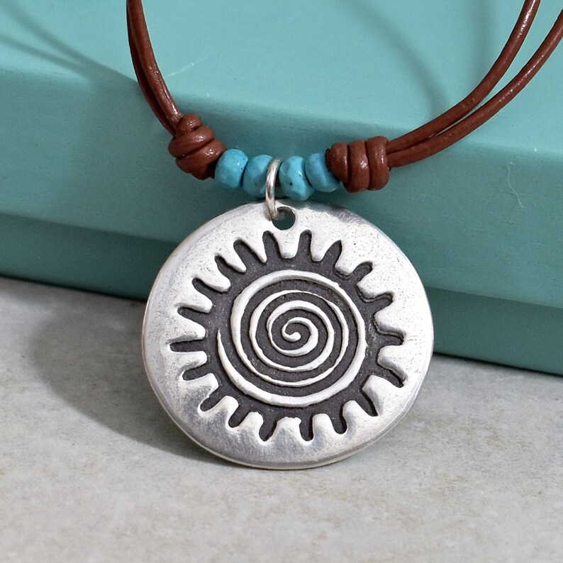 Sterling Silver Healing Pendant With Turquoise and Leather - Etsy