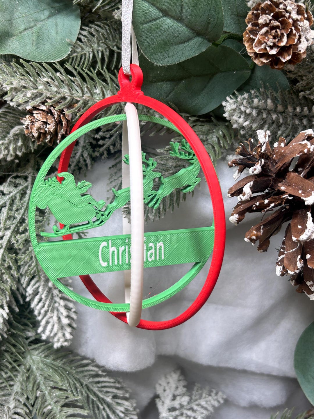 Personalized Spinning Santa Sled Christmas Ornament – 3D Printed ...