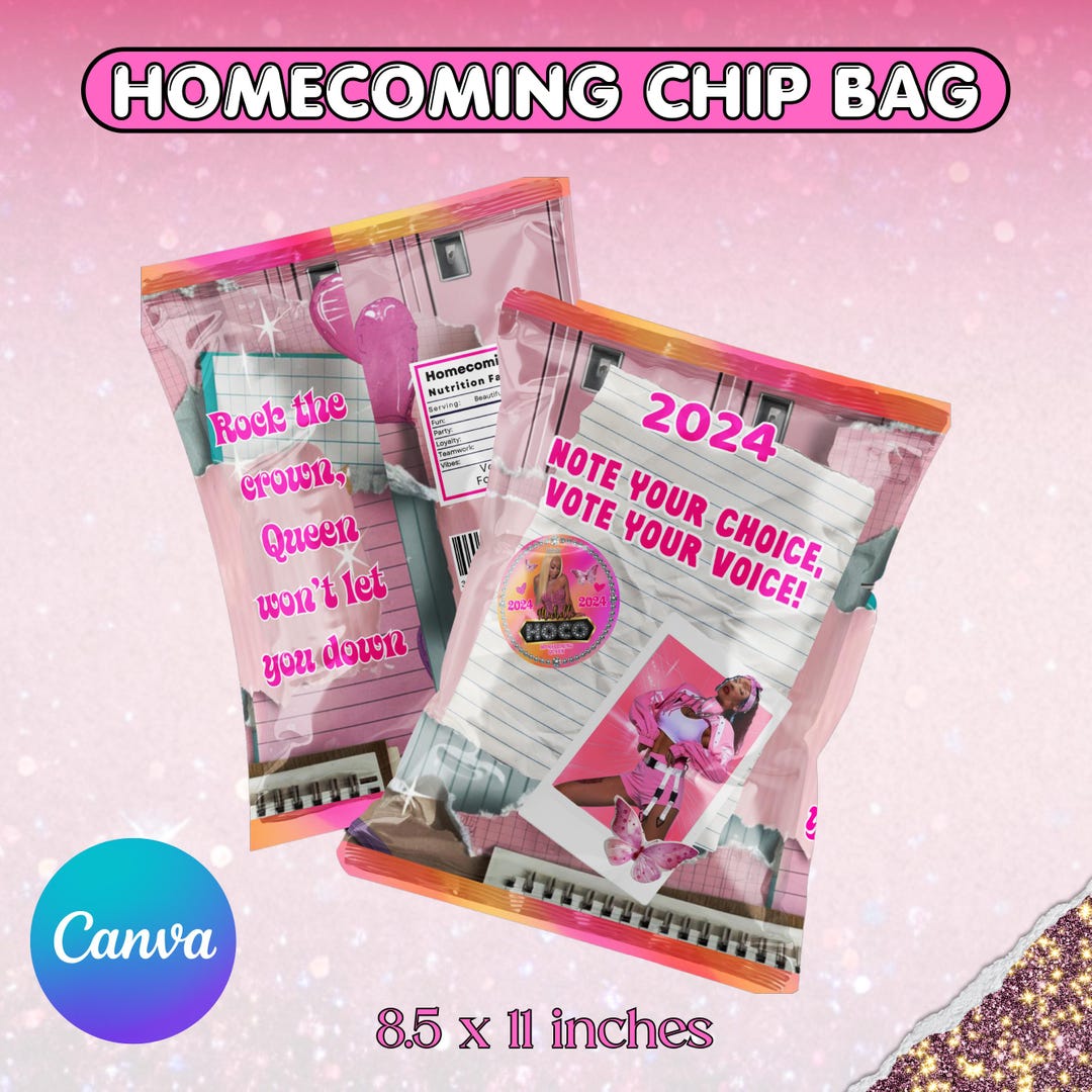 Homecoming Chip Bag Template, Homecoming Campaign, Vote for Queen, Chip ...