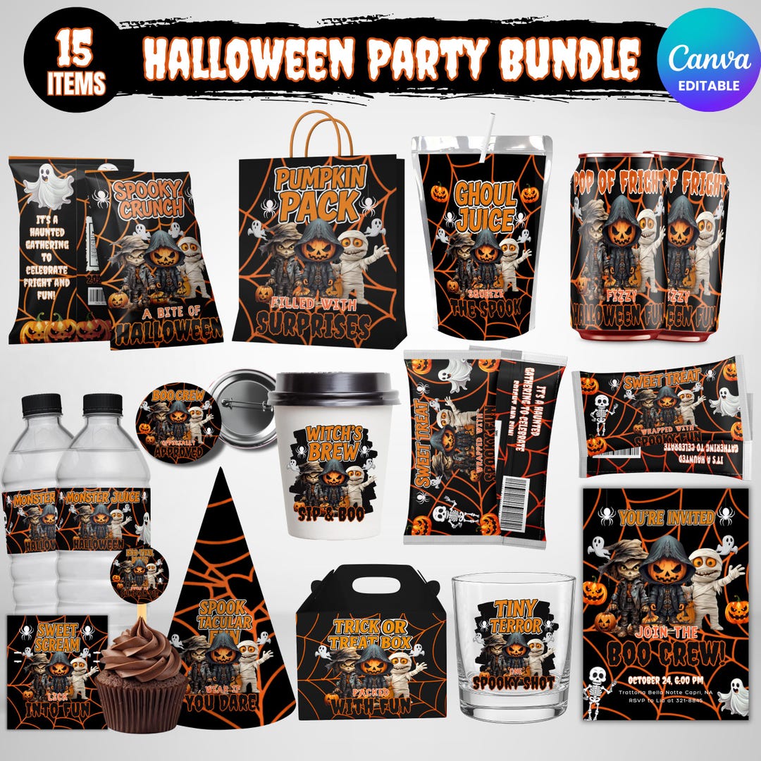 Halloween Party Bundle,halloween Orange & Black Ghost Bundle,scary ...