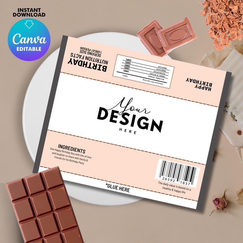 Blank Chocolate Bar Wrapper Template, Blank Editable Canva Template ...