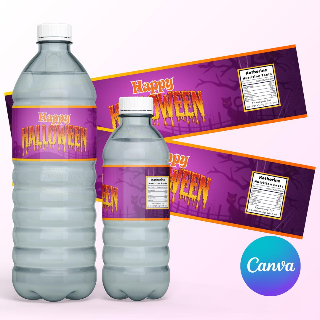 Halloween Water Bottle Labels, Halloween Costume Party Water Bottle ...