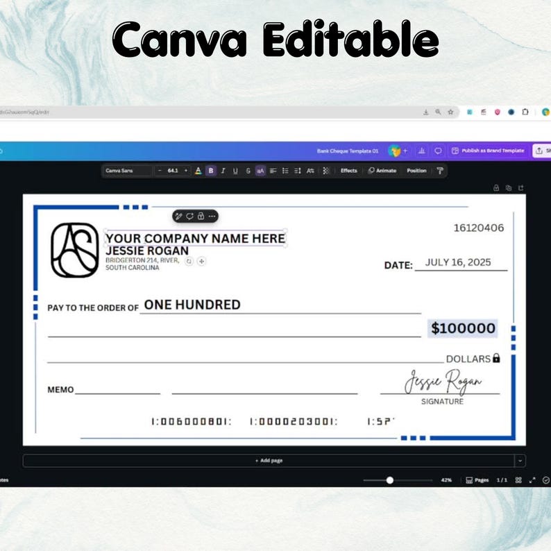 Super Large Blank Check, 36 X 18 in Manifestation Check Canva,blank ...