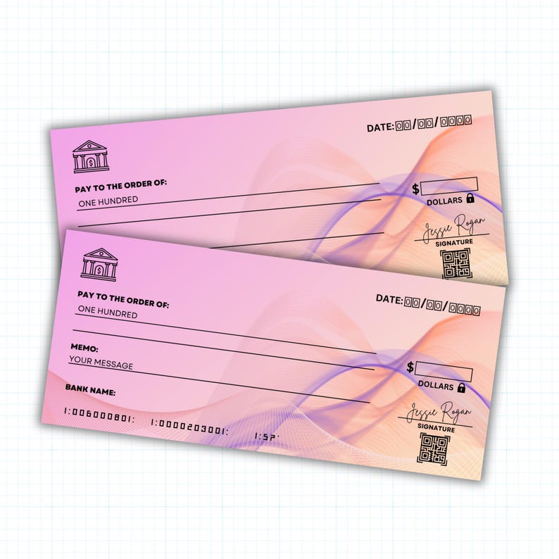 Printable Bank Cheque Template, Editable Bank Check Template ...
