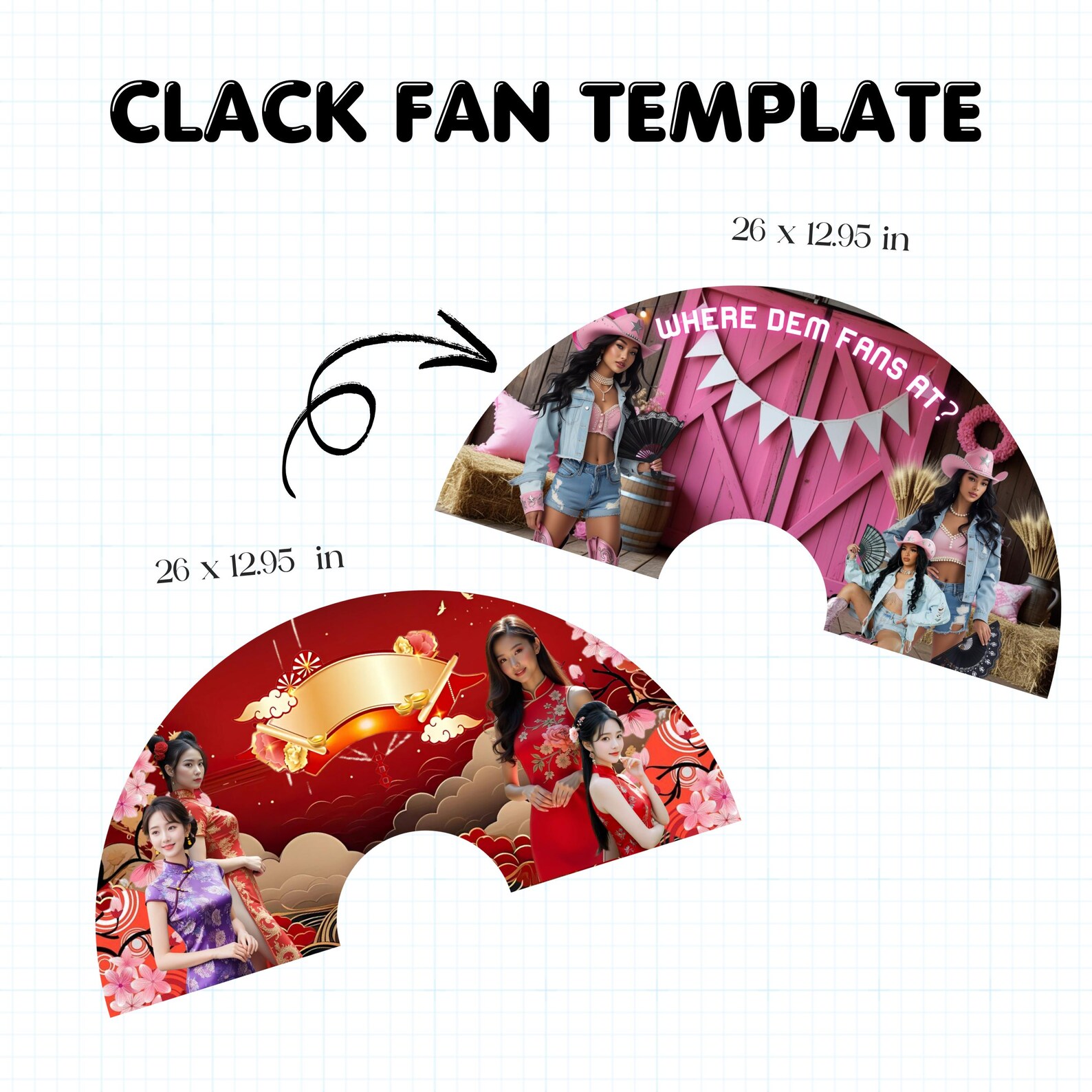 Clack Fan Template, Chinese Fan Template Editable Canva Template ...