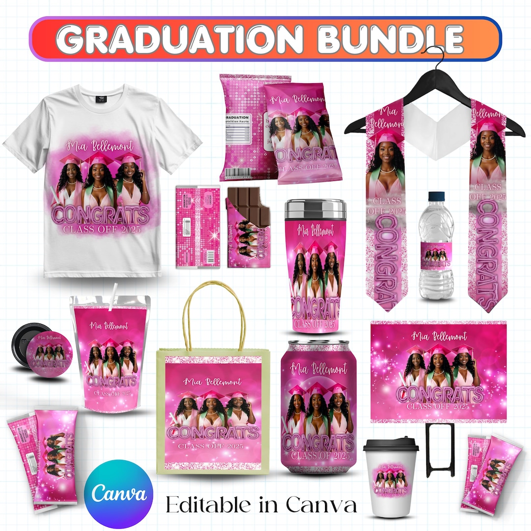 Graduation Party Favor Bundle, Graduation Chip Bag Canva Template ...