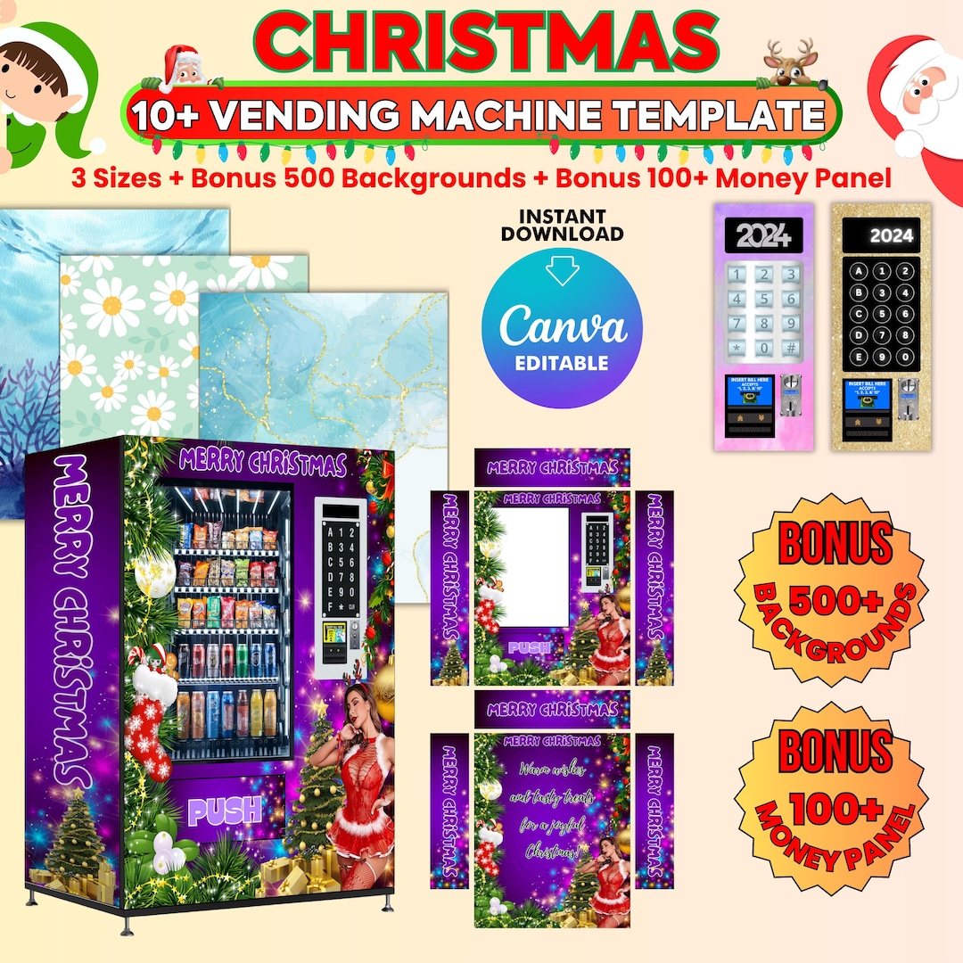 Christmas Vending Machine Template Bundle,editable DIY Vending Machine ...