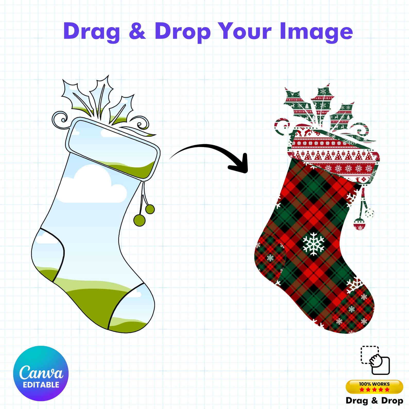Editable Christmas Stocking Template, Christmas Stocking Frame Canva ...