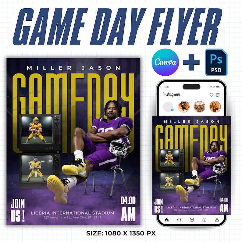 Game Day Flyer Template Customizable Sports Template With PSD Editable ...