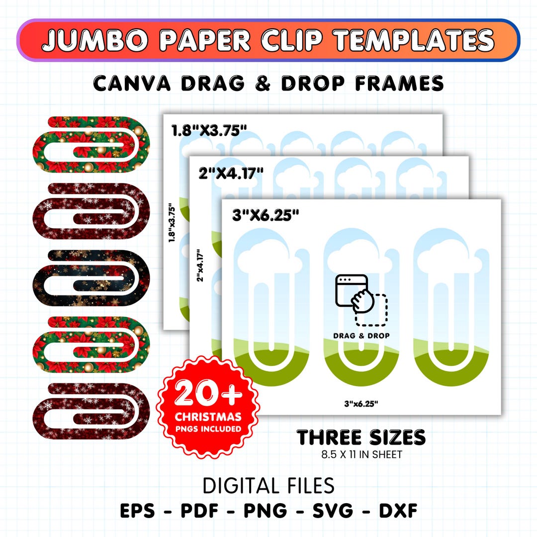 Christmas Jumbo Paper Clip Bookmark Png Bundle, Jumbo Paperclip Canva ...