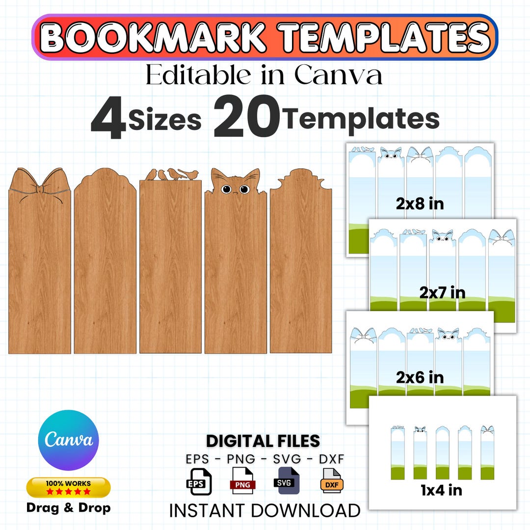 Editable Bookmark Templates, Drag and Drop Frame Template, Bookmark ...