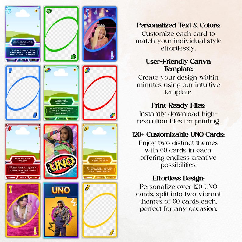 Editable UNO Cards Template, Create Your Own Custom UNO Cards, Playing ...