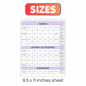 Sublimation Time and Temperature Guide, Sublimation Time & Temperature ...