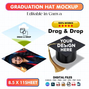 Diy Sublimation Graduation Hat Topper Mockup, Grad Cap Topper Photo ...