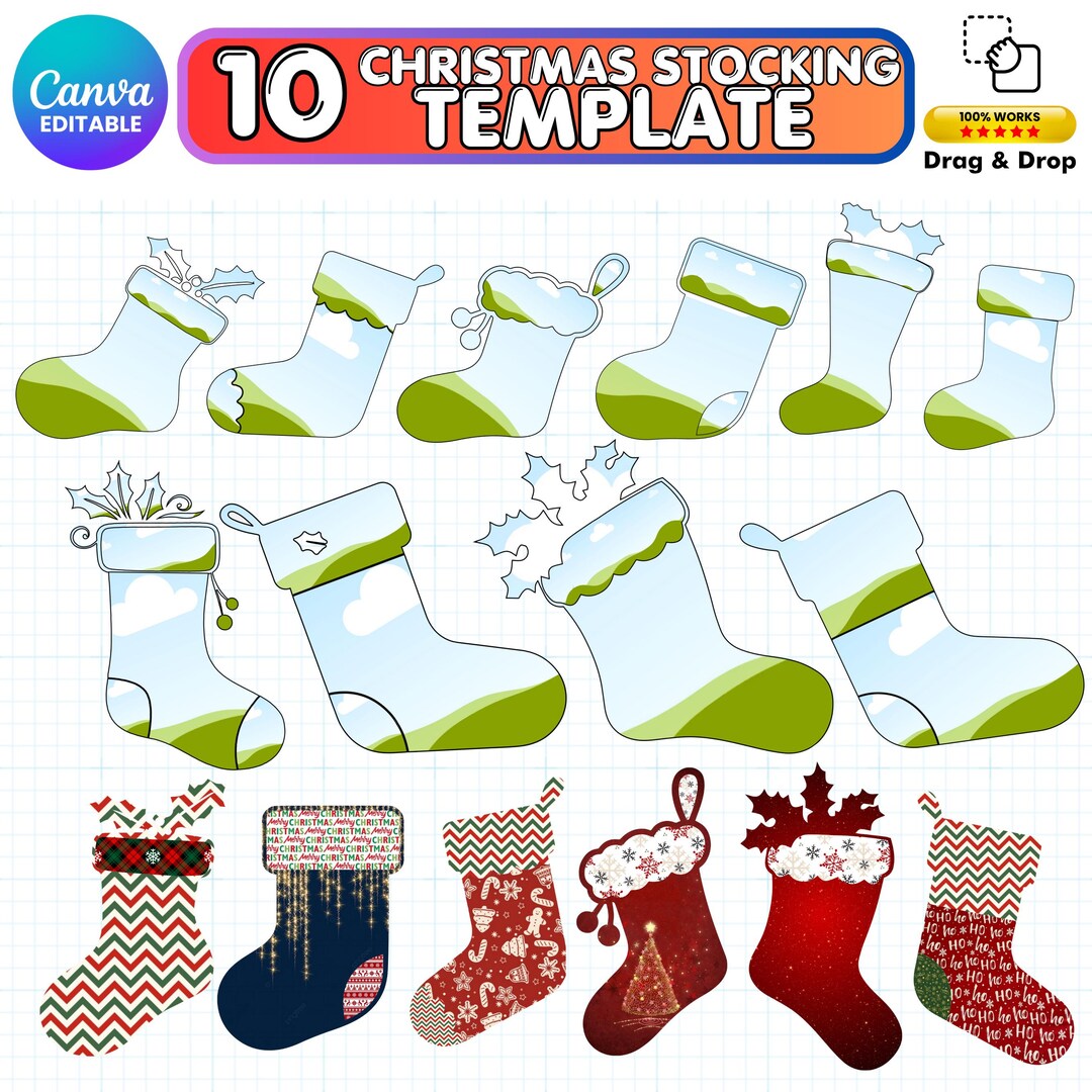 Editable Christmas Stocking Template, Christmas Stocking Frame Canva ...