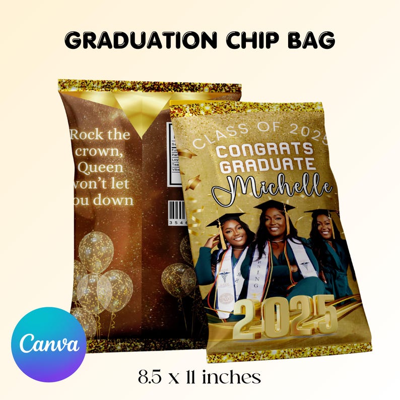 Graduation Chip Bag Canva Template, Graduation Party Favor,class of ...
