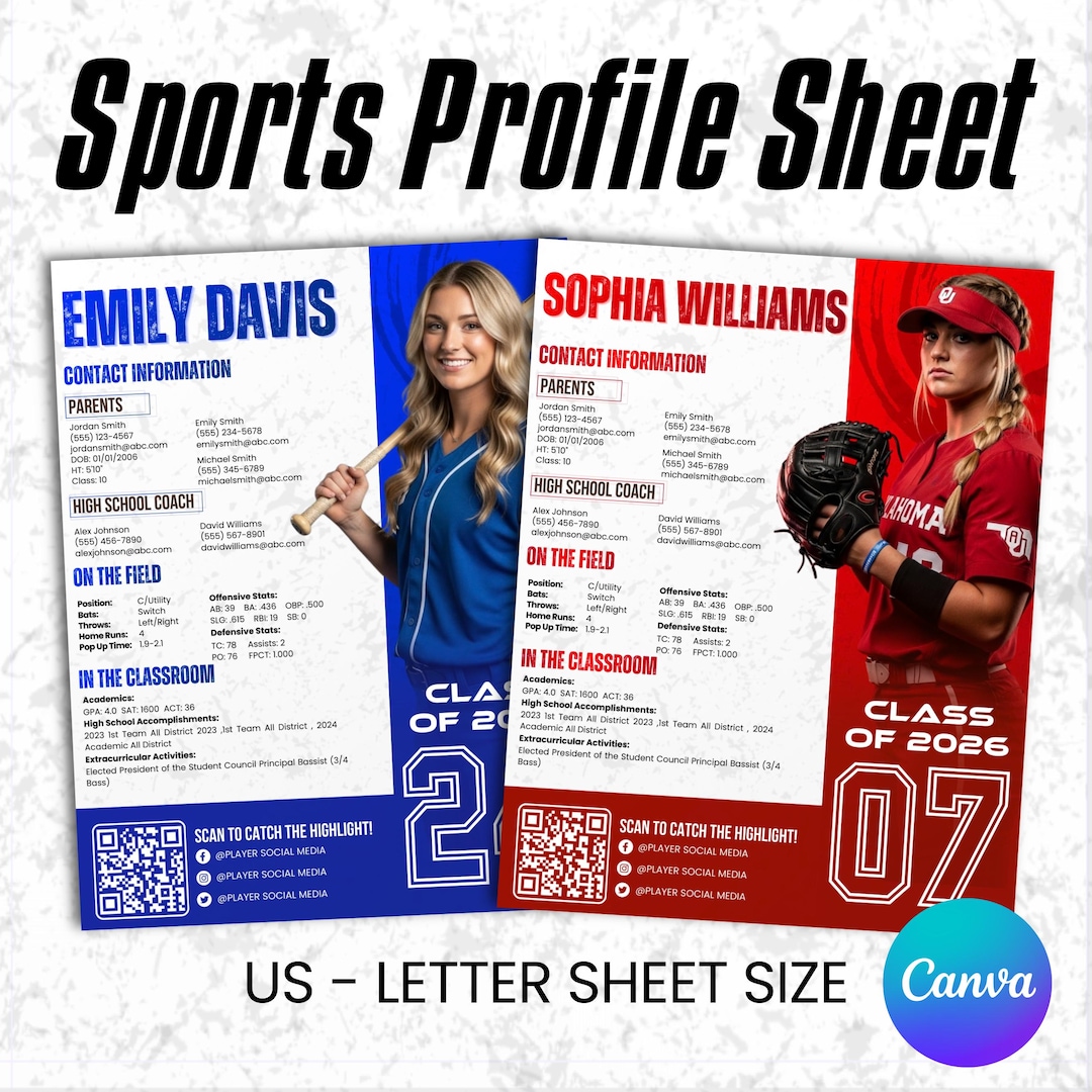 Sports Profile Sheet Template, Athlete Player Profile Sheet Resume ...