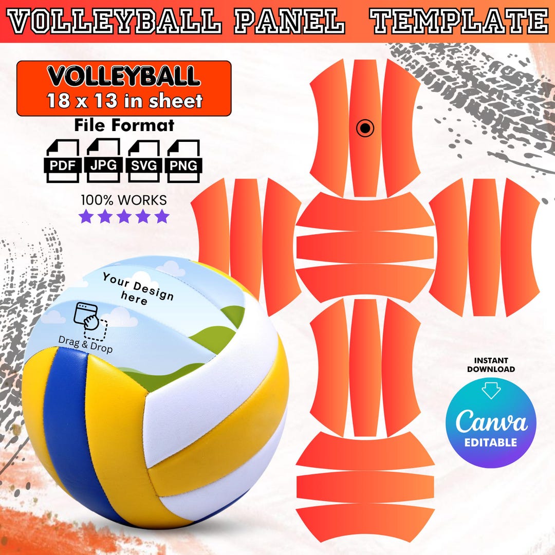 Volleyball Panel Template, Volleyball Panel Blank Template, Editable ...