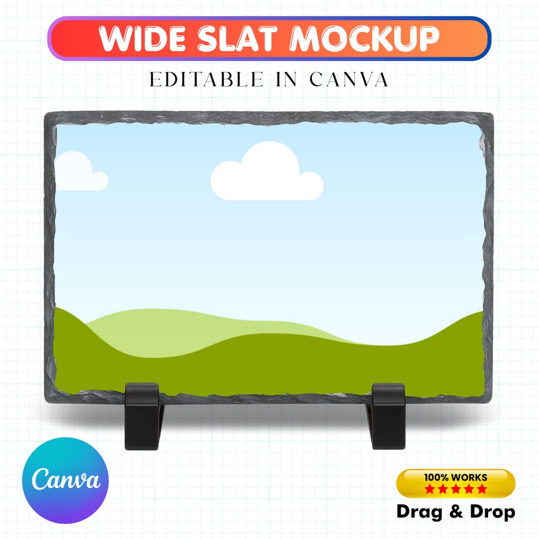 Wide Slate Canva Mockup Template, Rectangle Photo Slate Mockup ...