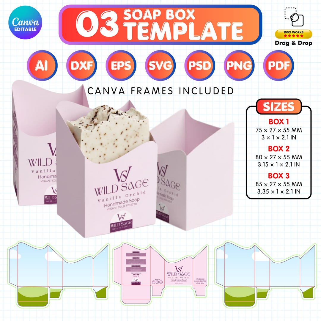 Custom Soap Box Template for DIY Packaging - Editable Designs for ...