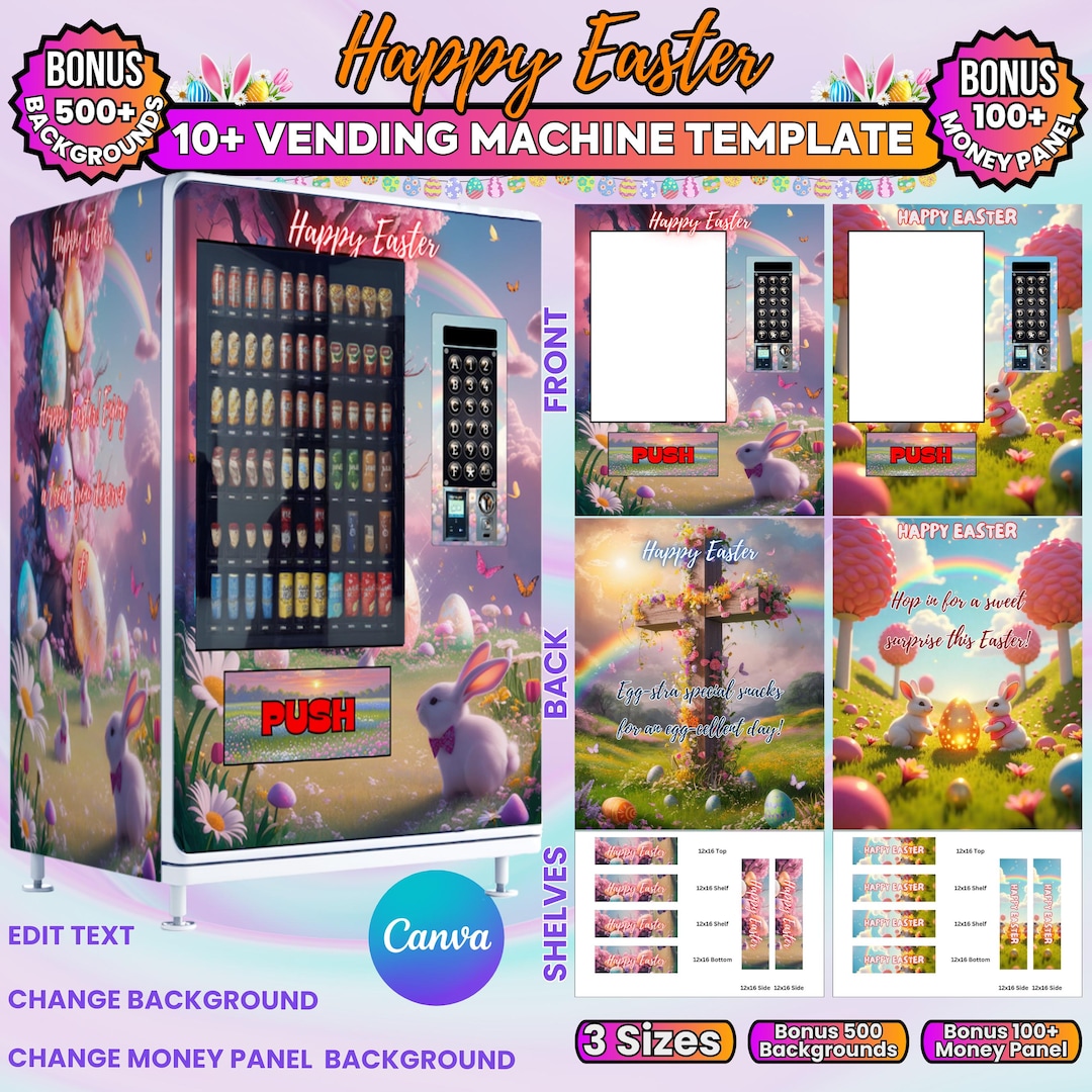 Easter Vending Machine Bundle Templates, Editable Vending Machine ...