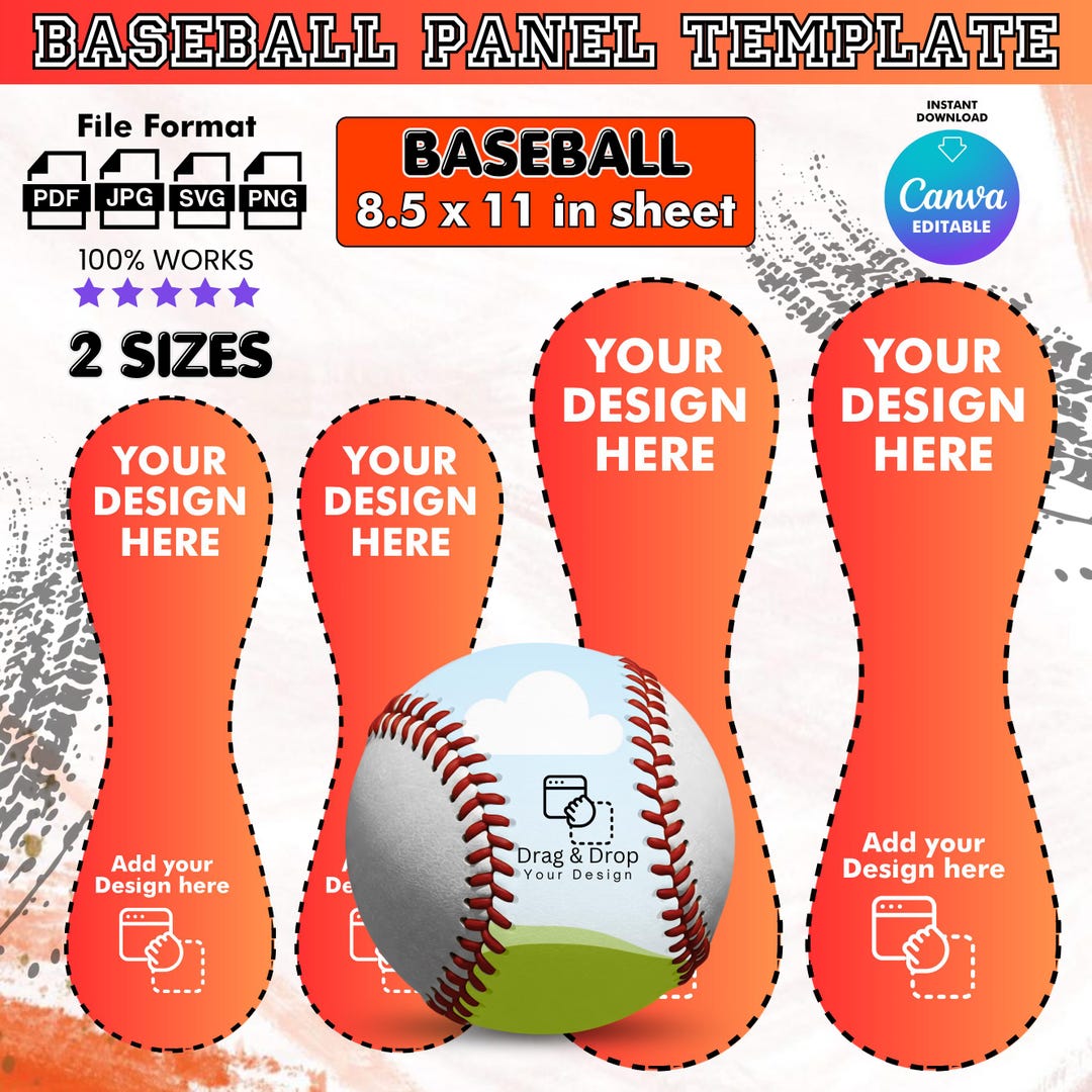 Baseball Panel Template, Baseball Panel Wrap Template, Ball Wrap, DIY ...