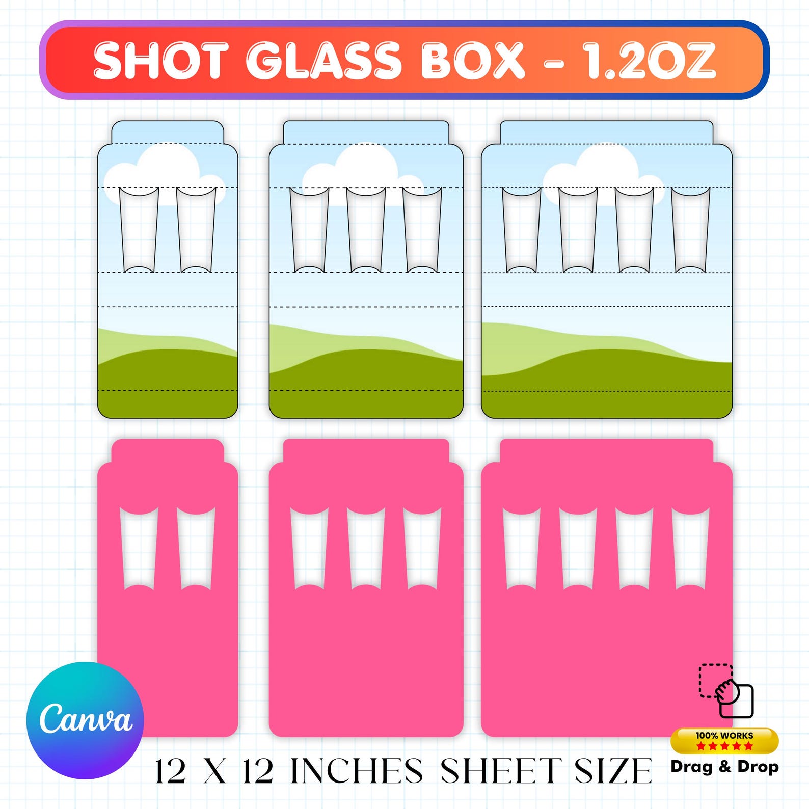 Shot Glass Box Template Bundle, 1.5 Oz, 1.2 Oz and 2.2 Oz Shot Glass ...