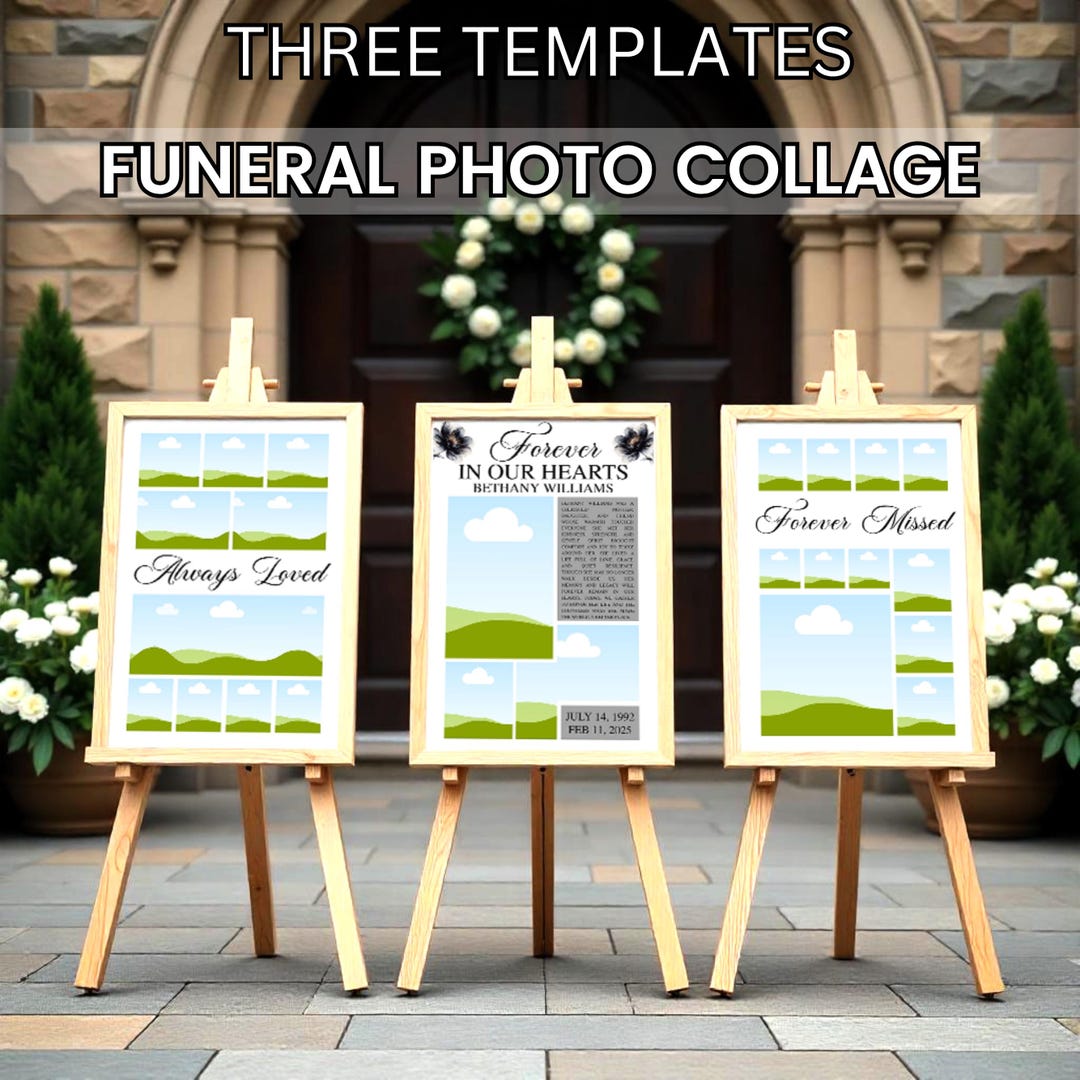 Funeral Photo Collage Templates Set, Editable Funeral Photo Welcome ...