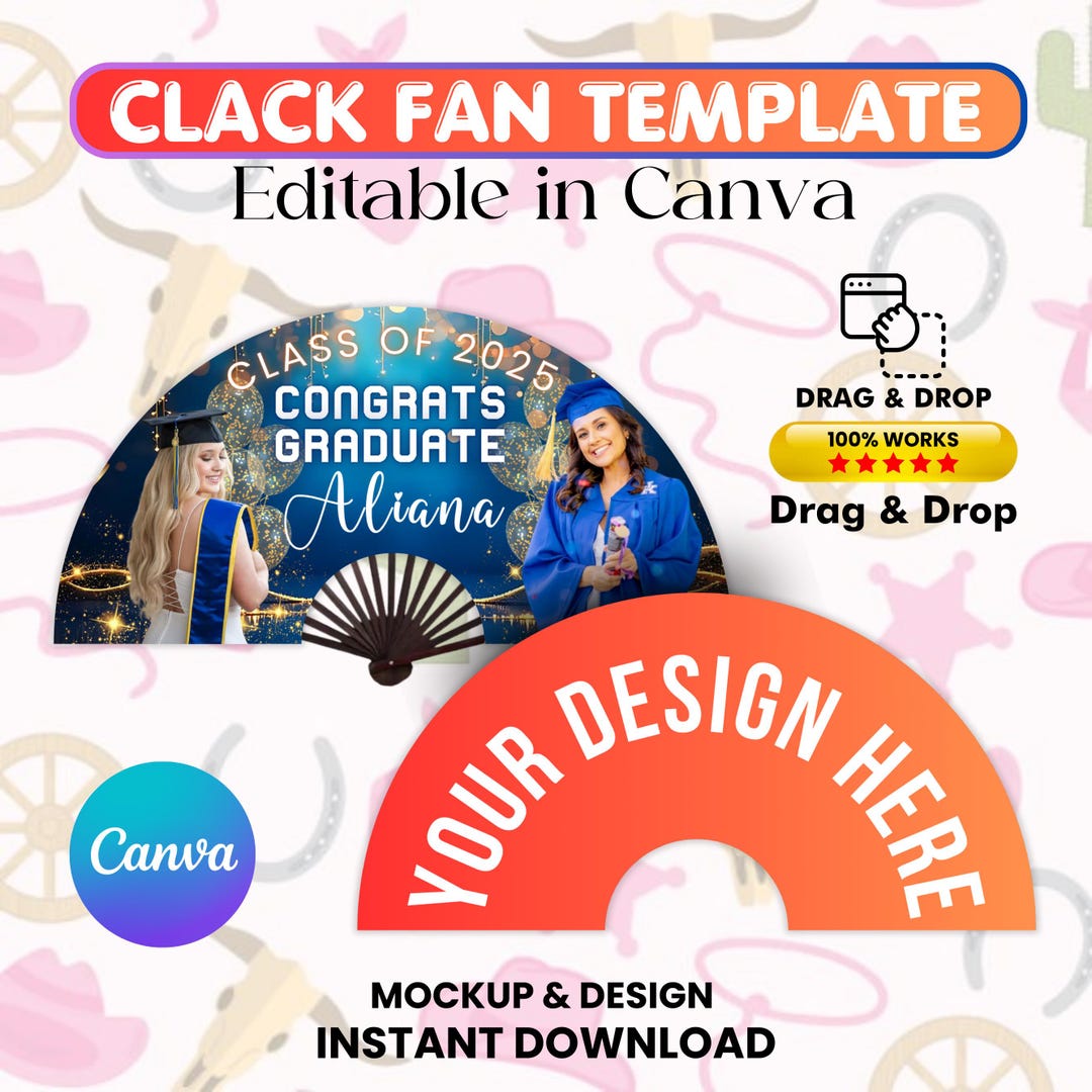 Clack Fan Template, Graduation Fan Template Editable Canva Template ...