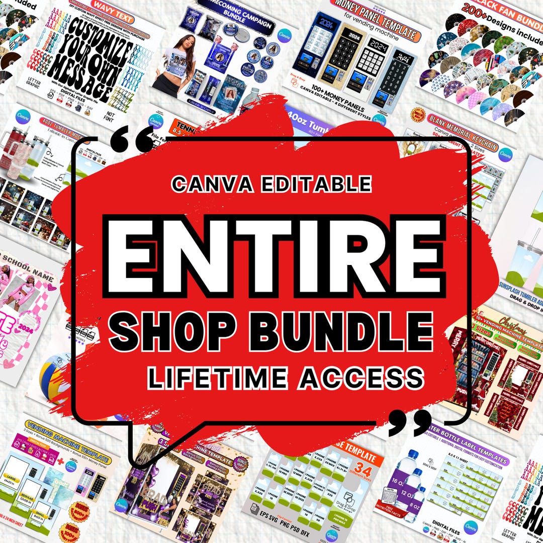 Entire Shop Bundle Templates, Party Favors Bundle, Mockup Templates ...