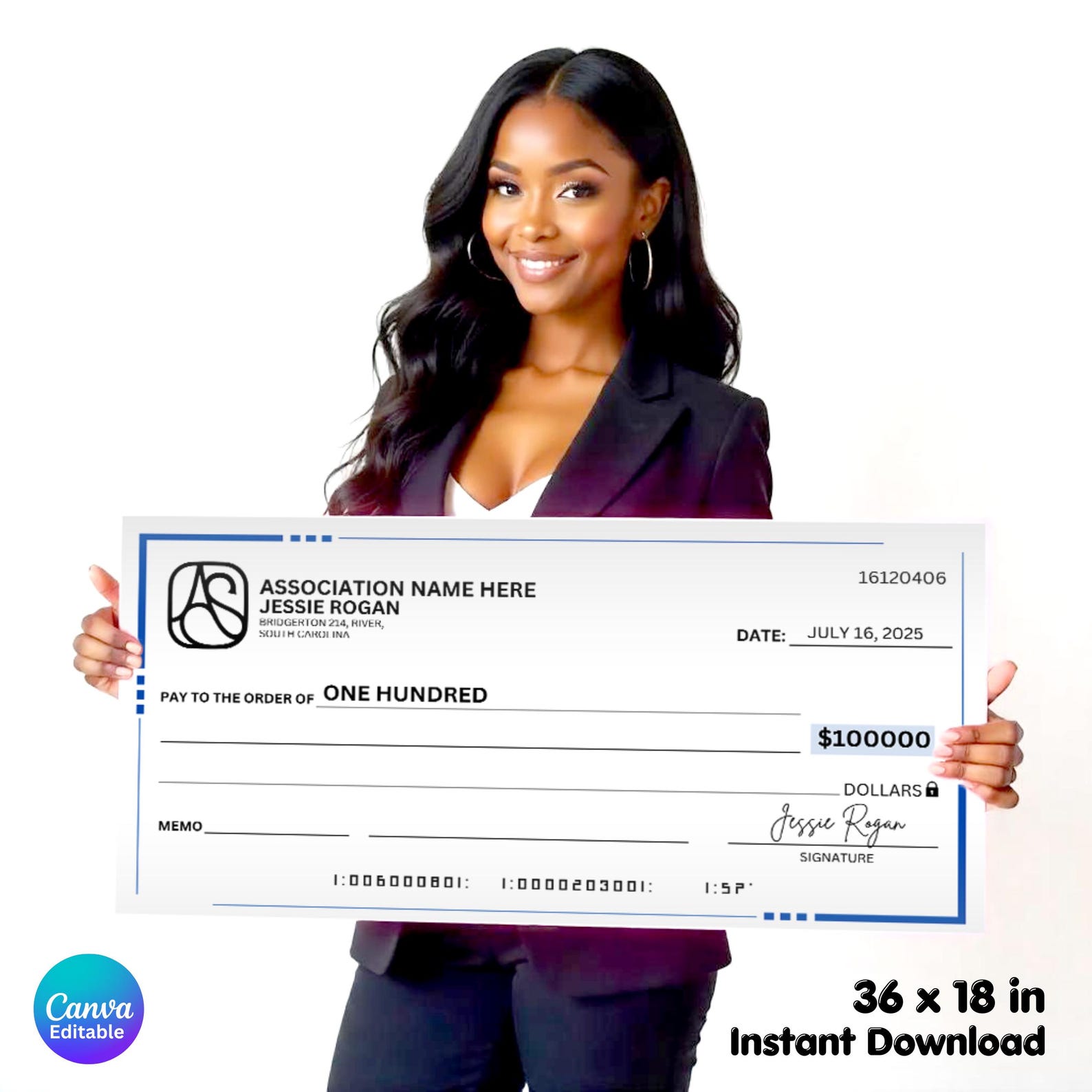 Super Large Blank Check, 36 X 18 in Manifestation Check Canva,blank ...