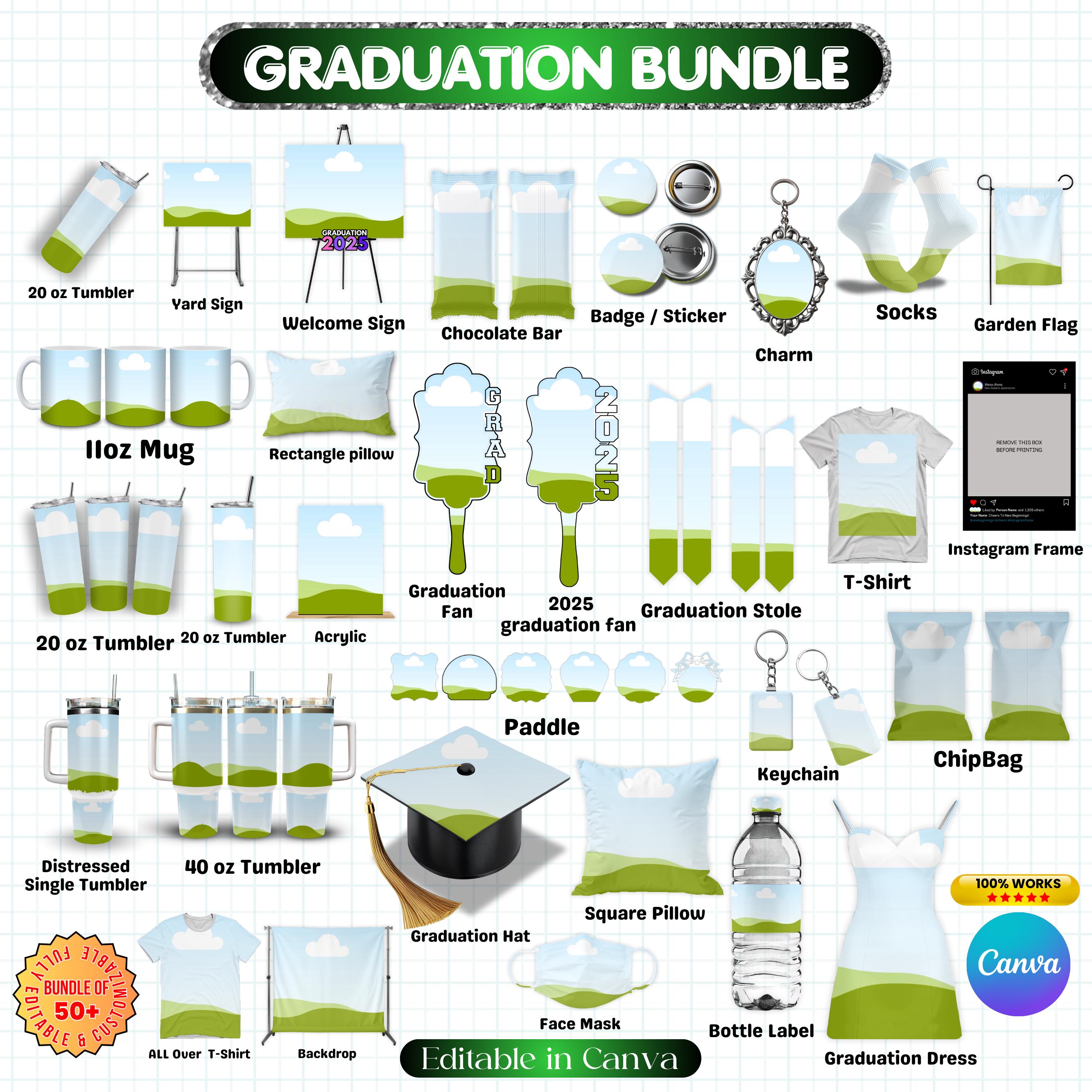 Graduation Mockup Bundle Template, Graduation Stole Templates ...