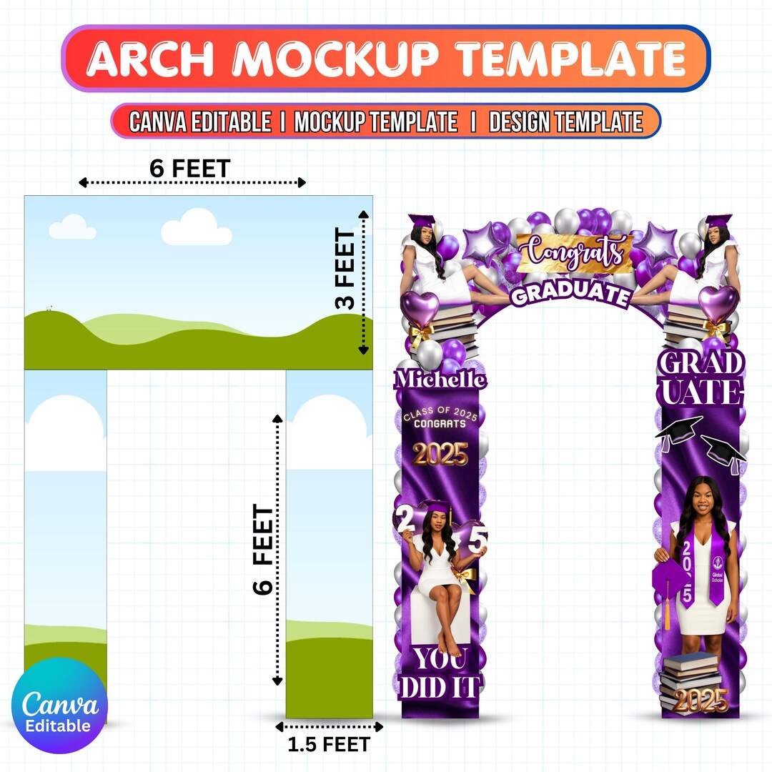 Graduation Arch Decor and Mockup, Party Entryway, Arch Mockup Template ...