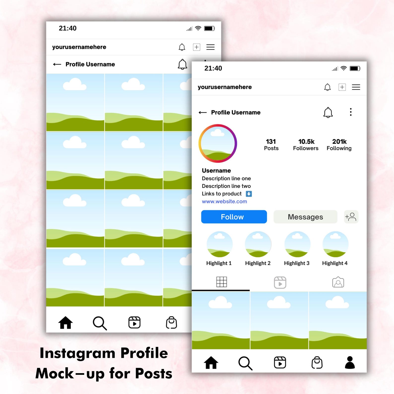 Instagram Profile Mock-up, Editable Instagram Mockup Canva Templates ...