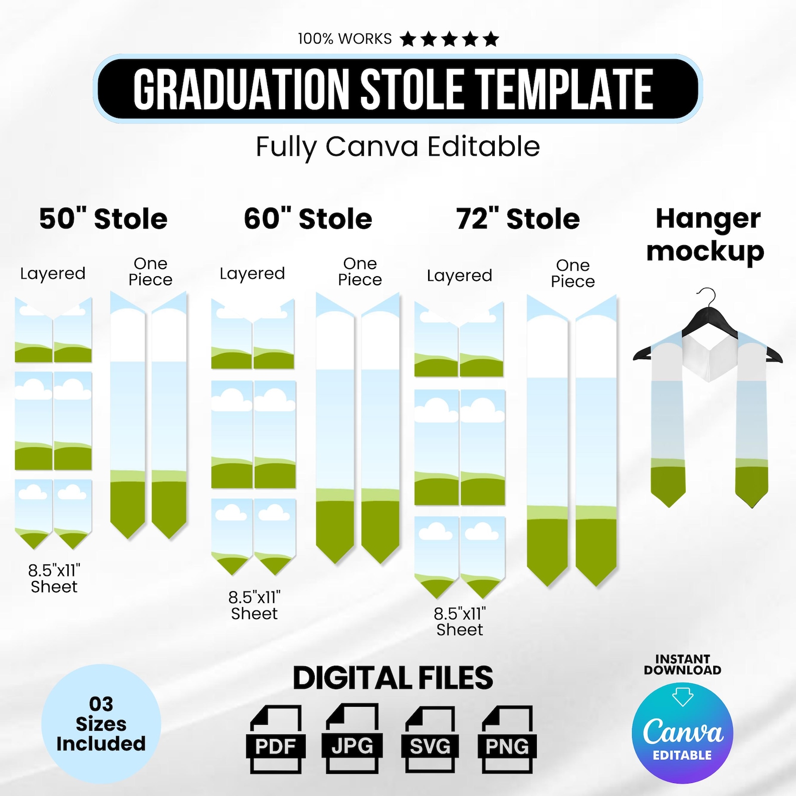 Editable Graduation Stole Canva Frame Template, Grad 2025 Stole ...