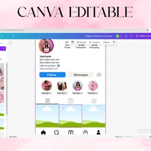 Instagram Profile Mock-up, Editable Instagram Mockup Canva Templates ...