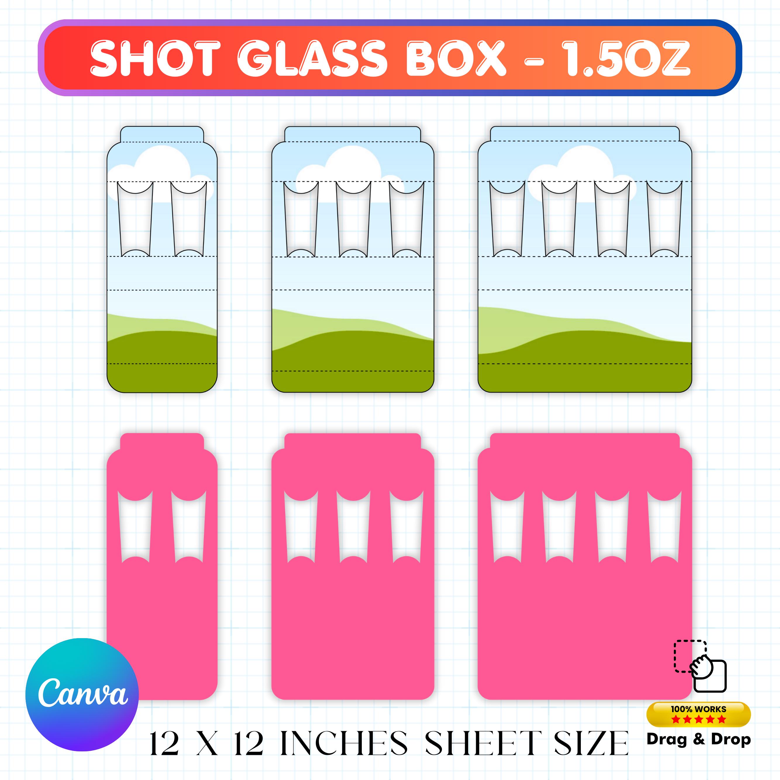Shot Glass Box Template Bundle, 1.5 Oz, 1.2 Oz and 2.2 Oz Shot Glass ...