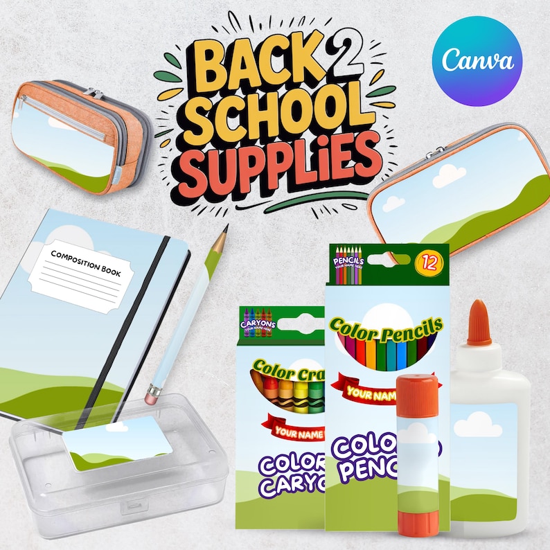 School Supply Mockup Template Bundle, Drag and Drop,notebook Pencil ...