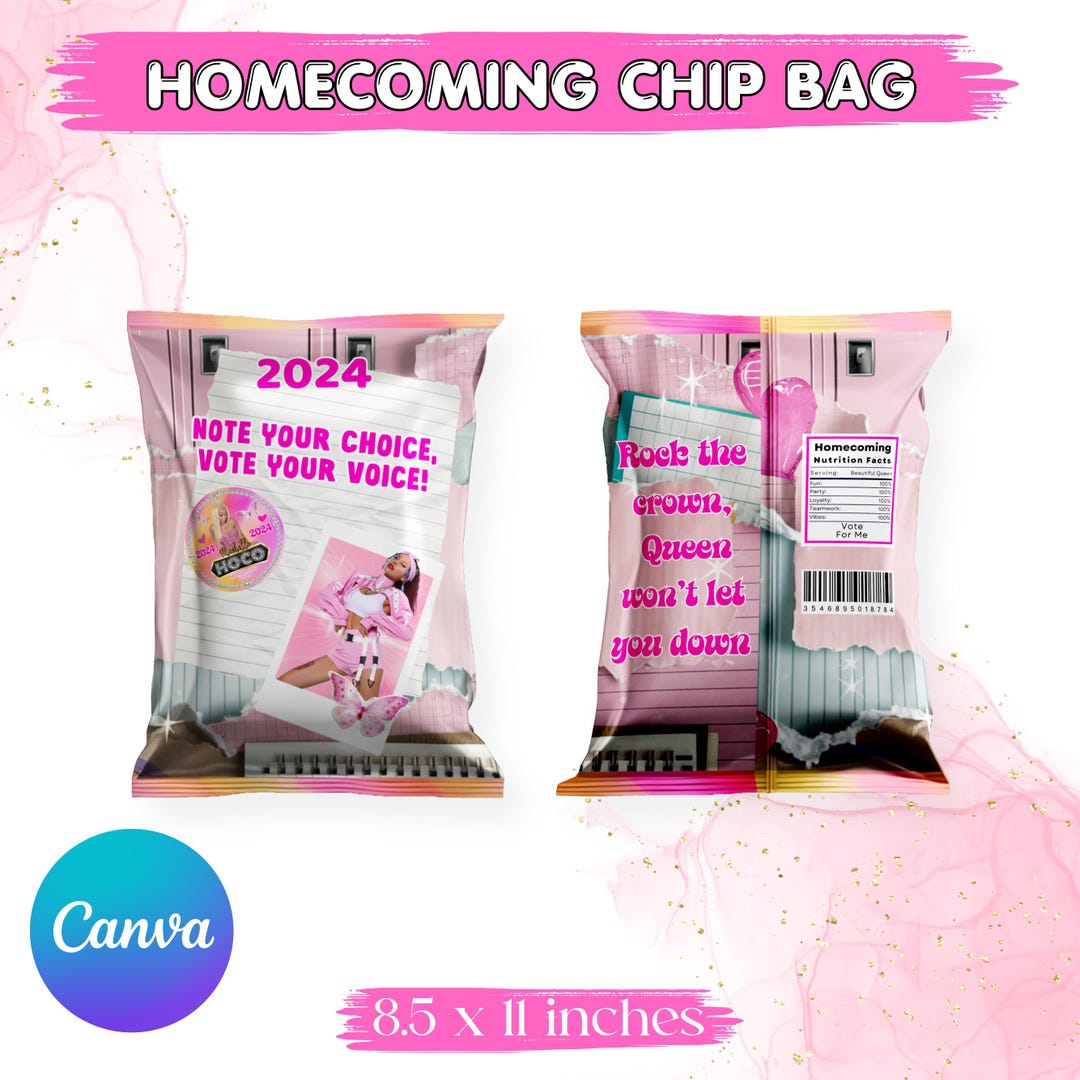 Homecoming Chip Bag Template, Homecoming Campaign, Vote for Queen, Chip ...