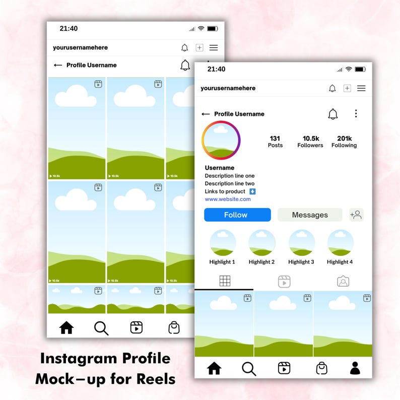 Instagram Profile Mock-up, Editable Instagram Mockup Canva Templates ...