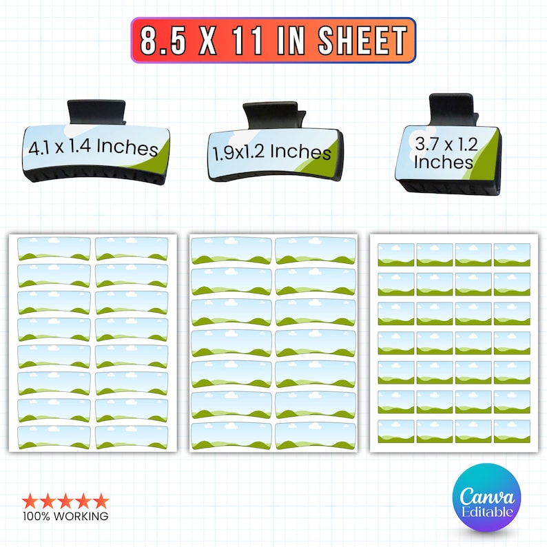 Editable Hair Claw Clip Template Bundle, Hair Claw Clip Cover Template ...