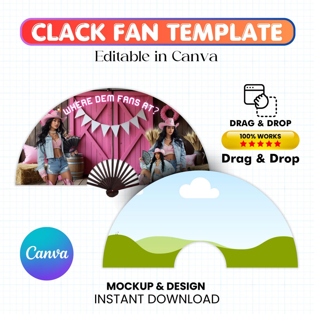 Clack Fan Template, Chinese Fan Template Editable Canva Template ...
