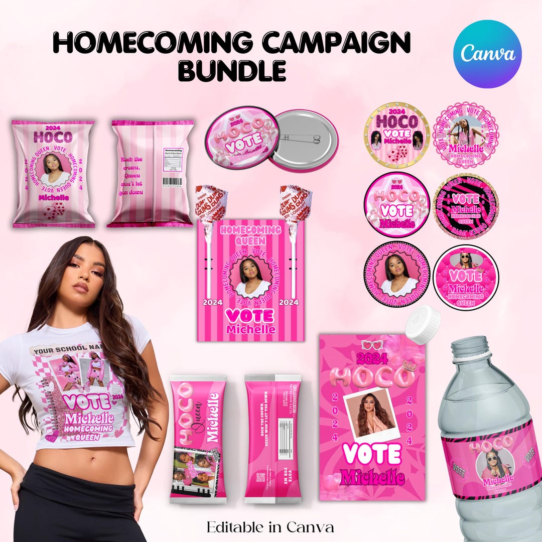 Homecoming Campaign Treat Bundle, Editable Vote for Queen Election ...