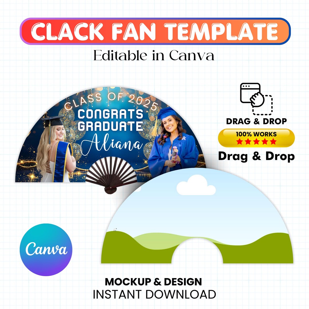 Clack Fan Template, Graduation Fan Template Editable Canva Template ...