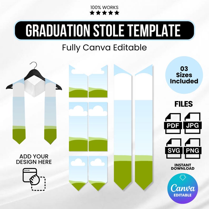 Graduation Stole Template, Graduation Stole Svg, Stole Template ...