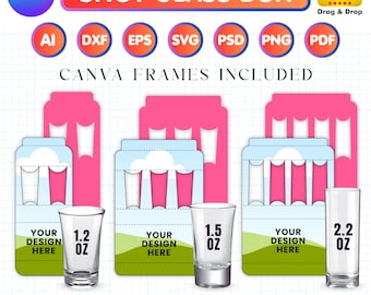 Shot Glass Box Template Bundle, Shot Glass Box Svg, Box for 2, 3 or 4 ...