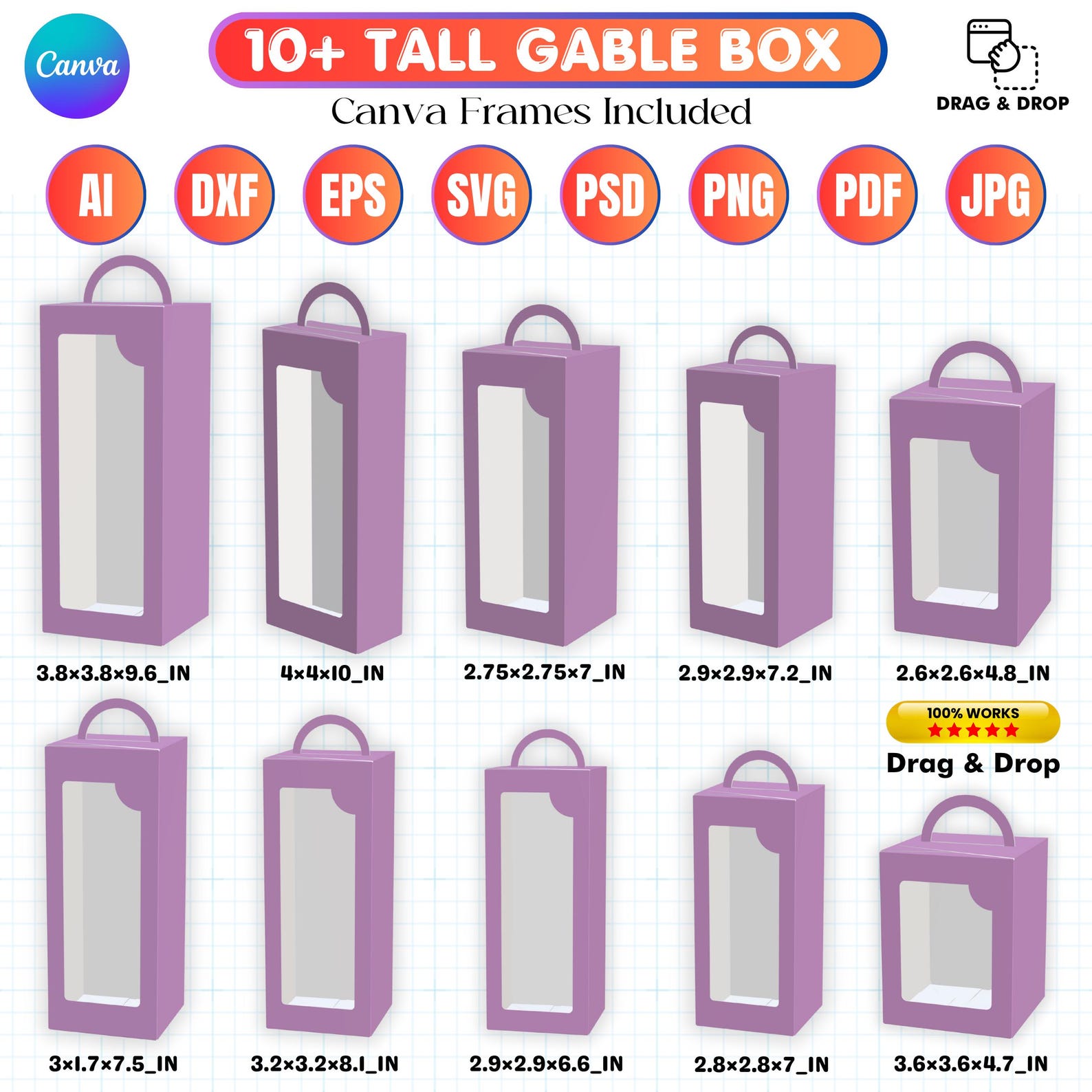 10+ Tall Gable Box Template, Tall Gable Box Mockup, Doll Box, Tall Gift ...