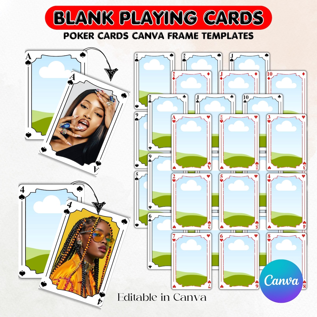 Blank Playing Cards Templates, Custom Poker Card Canva Templates ...