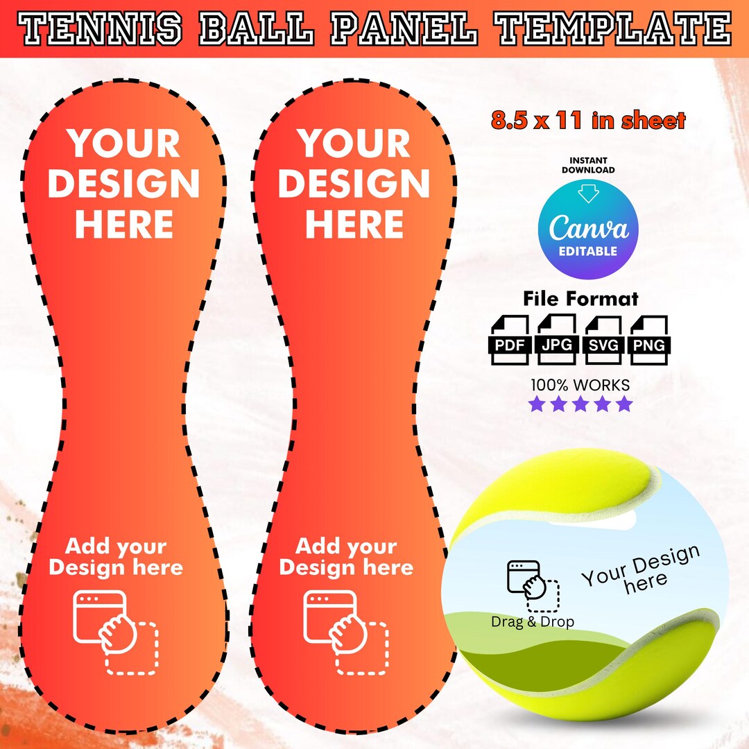 Tennis Ball Panel Template, Tennis Panel Template, Tennis Ball Template ...